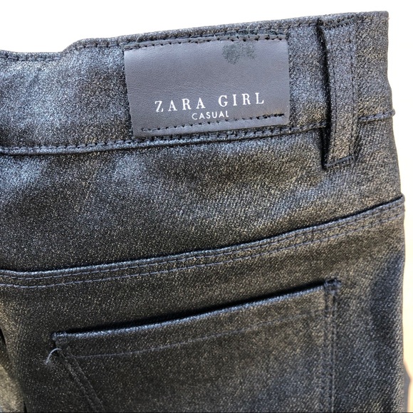 Zara | Bottoms | Zara Girls Collection Glittery Metallic Grey Pants ...